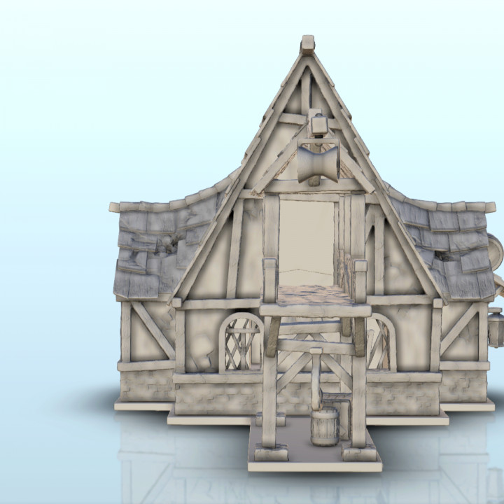 3D Printable Medieval storage warehouse with pulley extension for ...