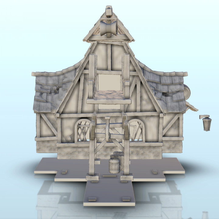 3D Printable Medieval storage warehouse with pulley extension for ...
