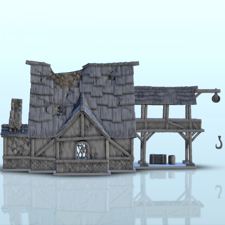 3D Printable Medieval storage warehouse with pulley extension for ...