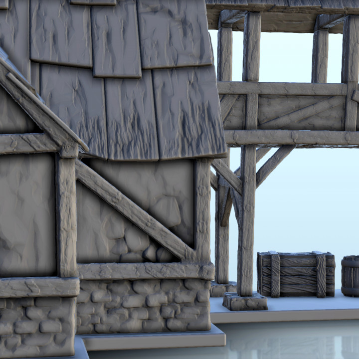 3D Printable Medieval storage warehouse with pulley extension for ...
