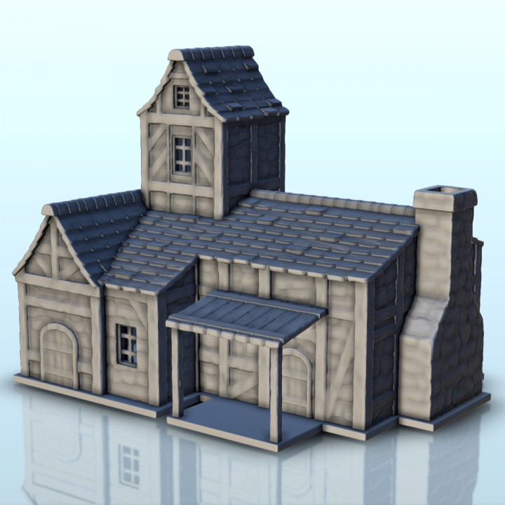 3D Printable Medieval tower building with canopy and chimney (13 ...