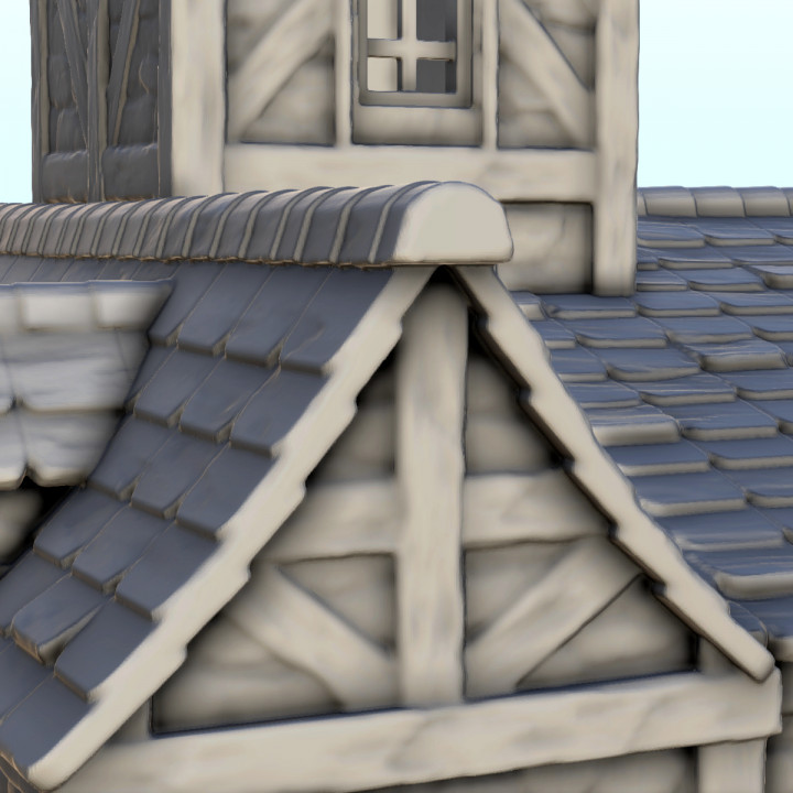 3D Printable Medieval tower building with canopy and chimney (13 ...
