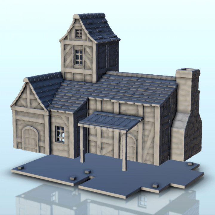 3D Printable Medieval tower building with canopy and chimney (13 ...