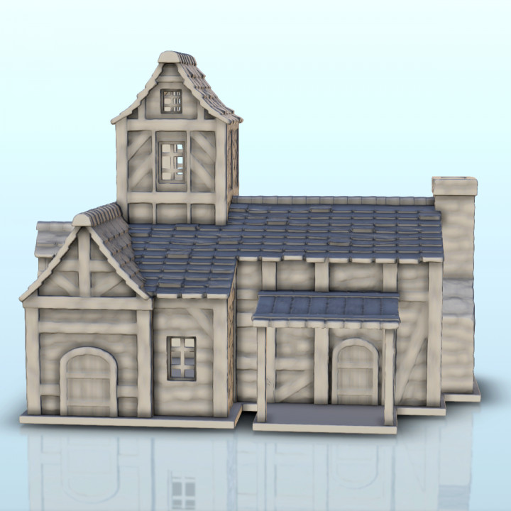 3D Printable Medieval tower building with canopy and chimney (13 ...