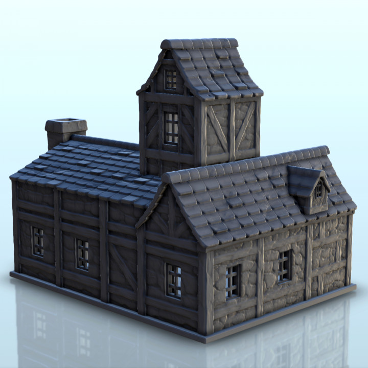 3D Printable Medieval tower building with canopy and chimney (13 ...