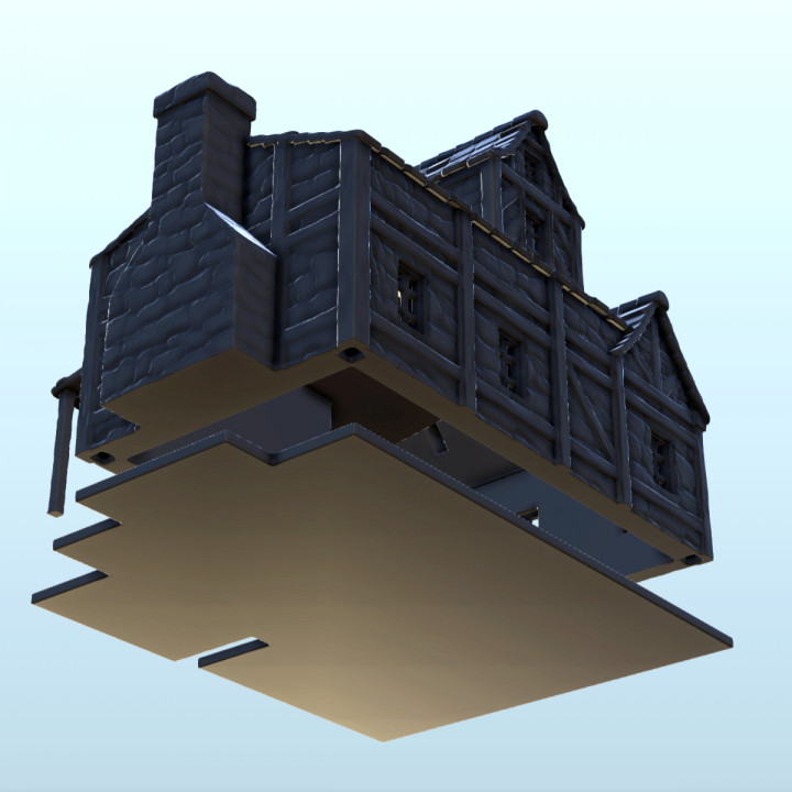 3D Printable Medieval tower building with canopy and chimney (13 ...