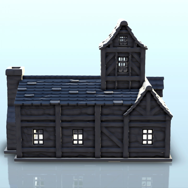 3D Printable Medieval tower building with canopy and chimney (13 ...