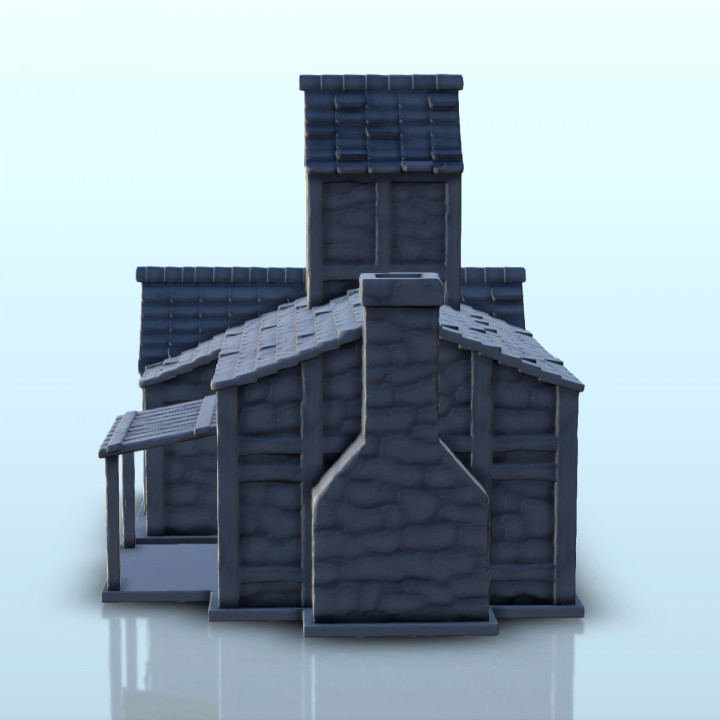3D Printable Medieval tower building with canopy and chimney (13 ...