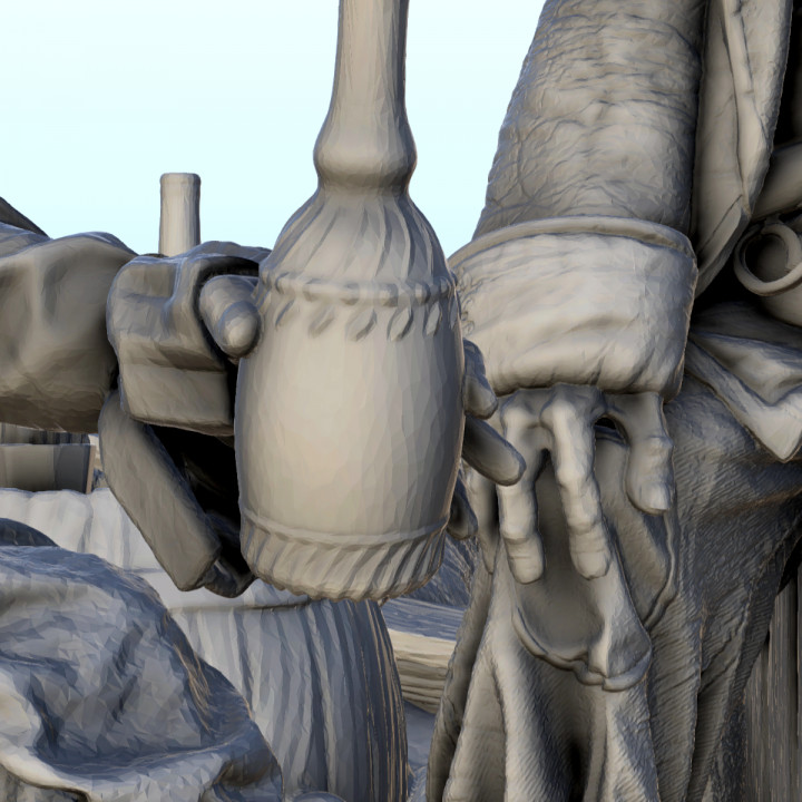 3D Printable Group of pirates drinking with aristocrat prisoner (3 ...