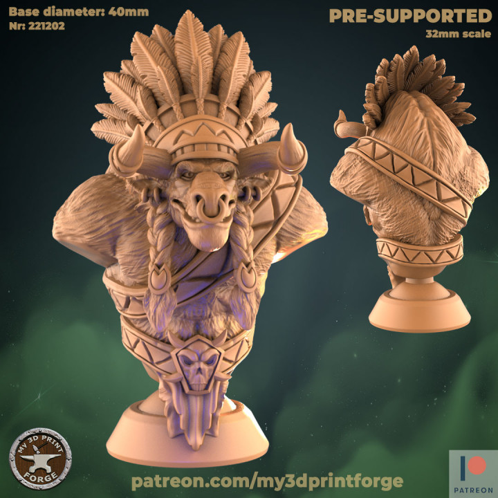 Download Tauren Leader BUST Da My3DPrintForge
