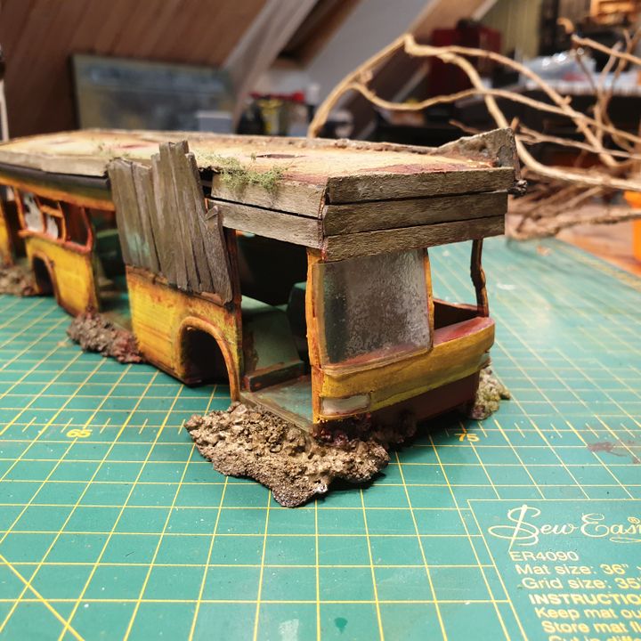 3D Print of Destroyed bus - WW3 Cold War miniatures Scenery 28mm 15mm ...
