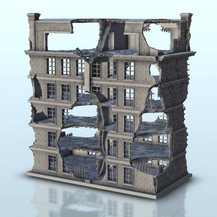 3D Printable Destroyed building 1 - WW3 Cold War miniatures Scenery ...