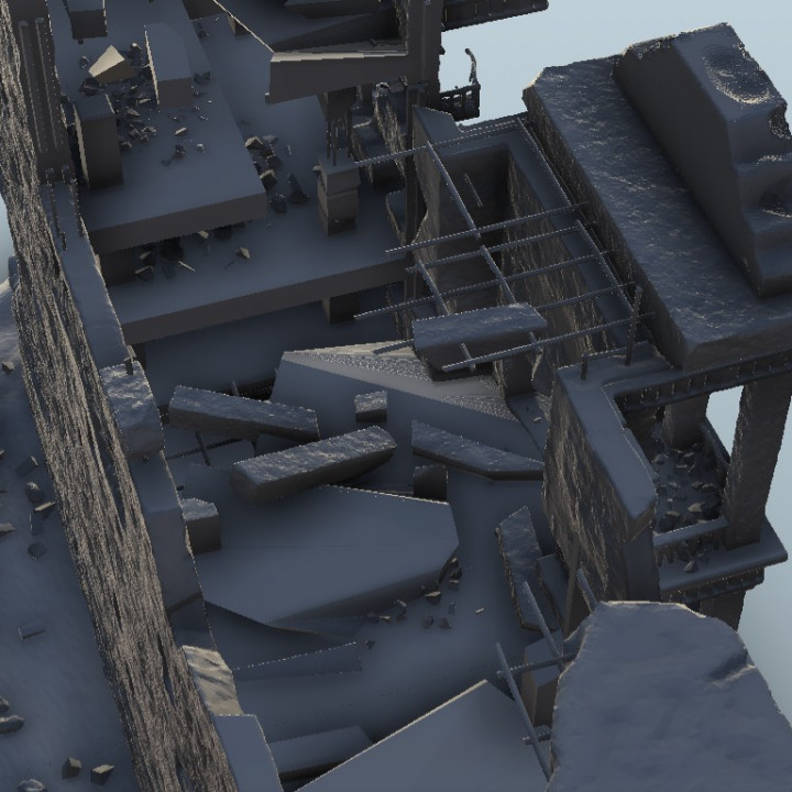 3D Printable Destroyed modern appartment block 3 - WW3 Cold War ...