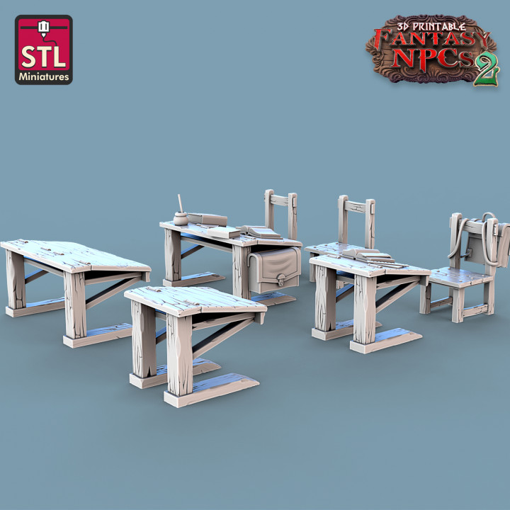 3D Printable Fantasy NPCs 2 - Classroom Set by STL Miniatures