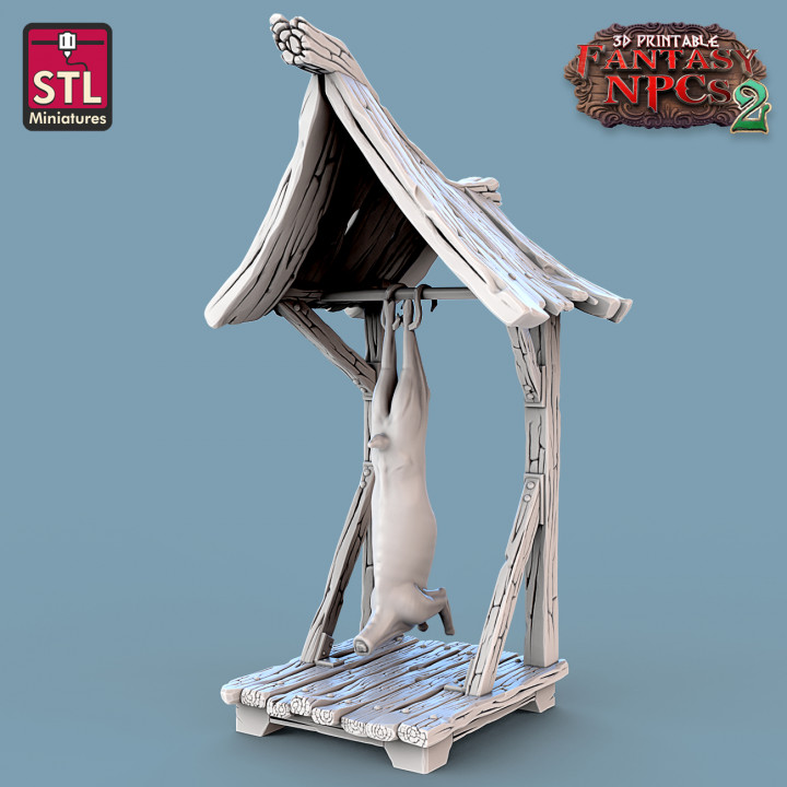 3D Printable Fantasy NPCs 2 - Orc Butcher Set by STL Miniatures