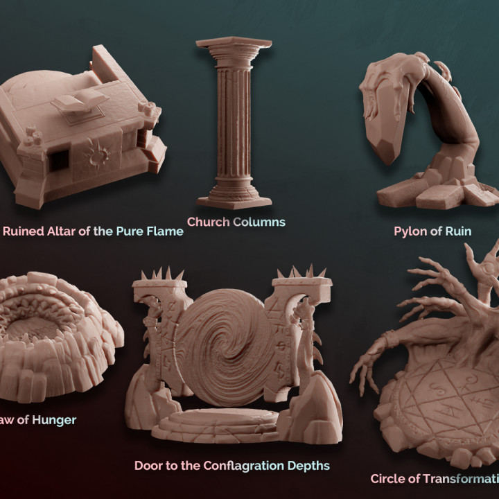3D Printable Scenery Pack - Temple of Destruction by Artificers_Mini