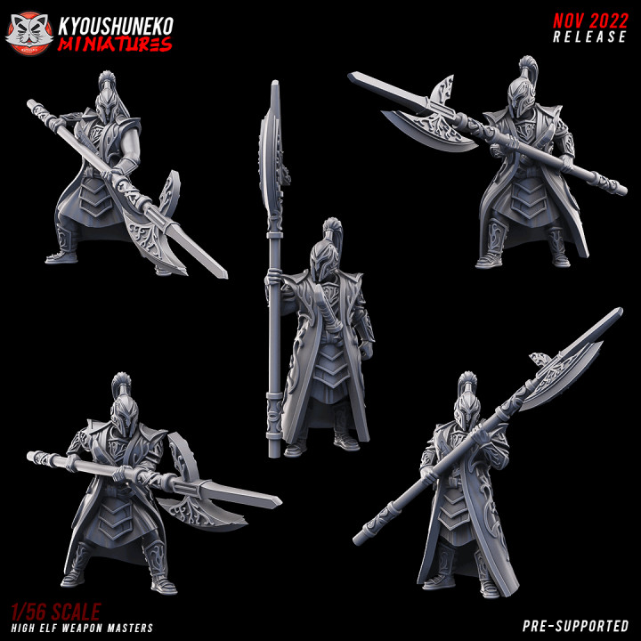 3D Printable High Elf Weapon Masters by Kyoushuneko Miniatures