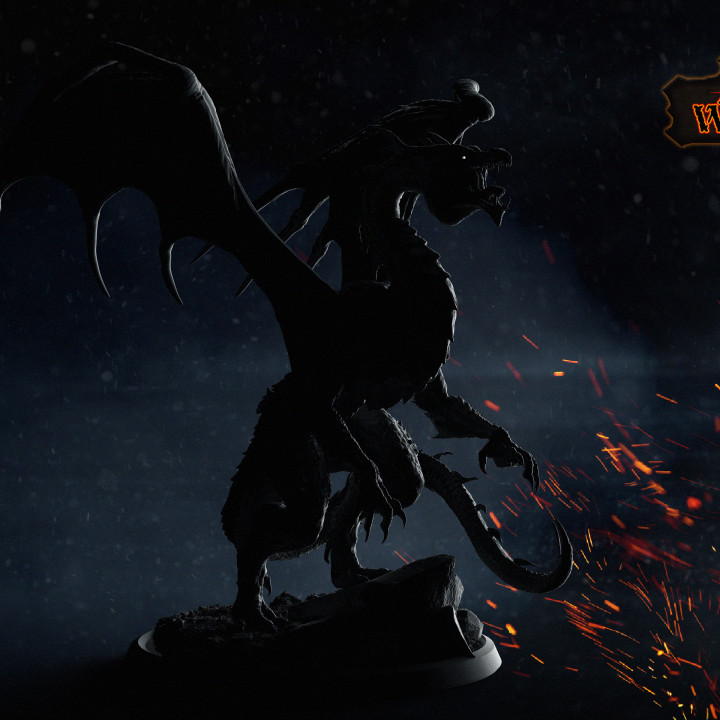 3D Printable Mountain dragon 100mm by Arcanum Workshop