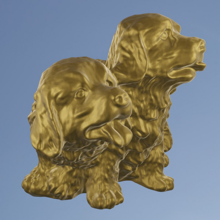 3D Printable 2 Golden Retriever by anthony