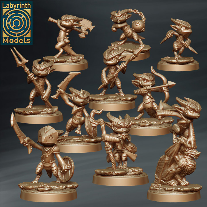 3D Printable Dragon Cult Collection Vol. 1 - 32mm scale by Labyrinth Models