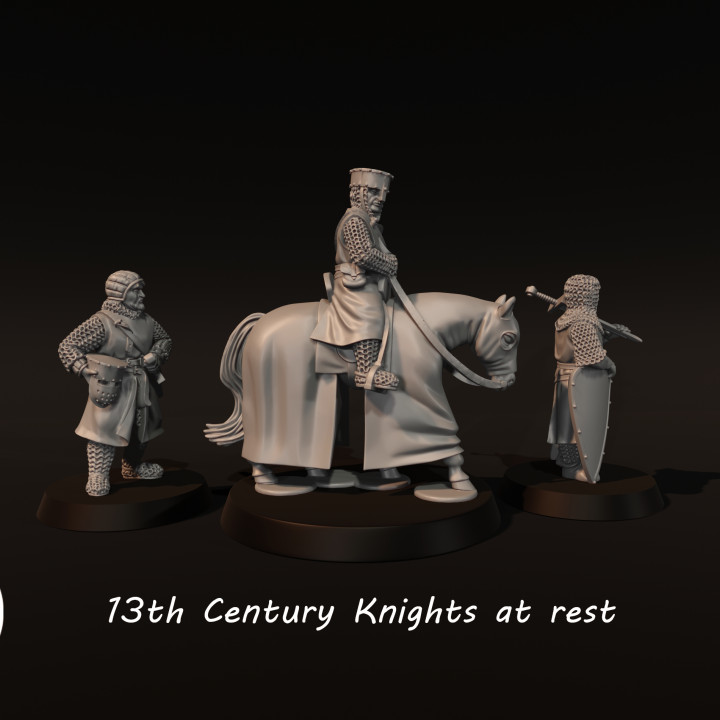 3D Printable 13th Century Knights At Rest by Medbury Miniatures