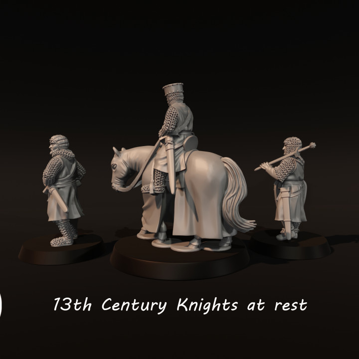 3D Printable 13th Century Knights At Rest by Medbury Miniatures