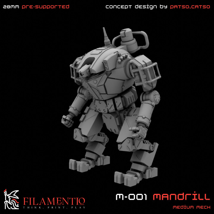 3D Printable Medium Mech M-001 "Mandrill" by Filamentio