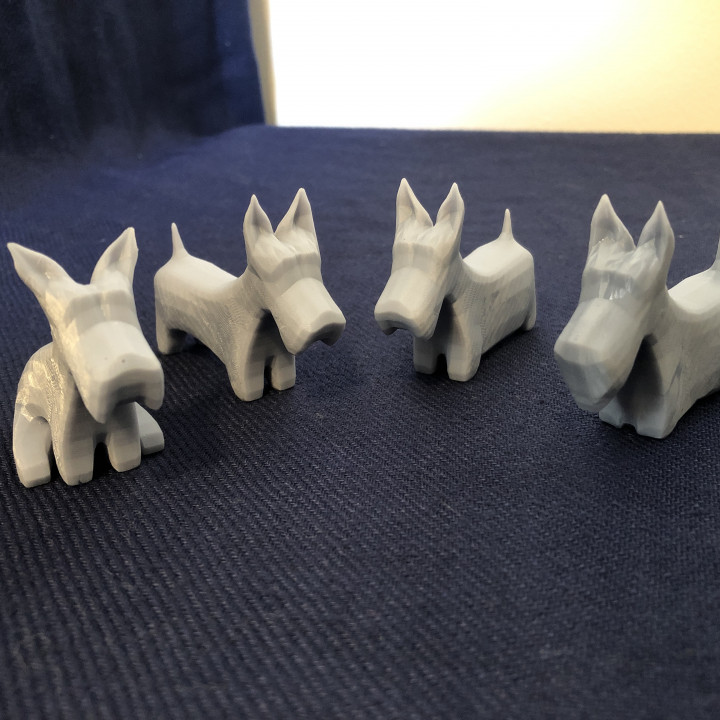 3D Printable Low Poly Scottish Terrier 4-Pack by Coop's Minis