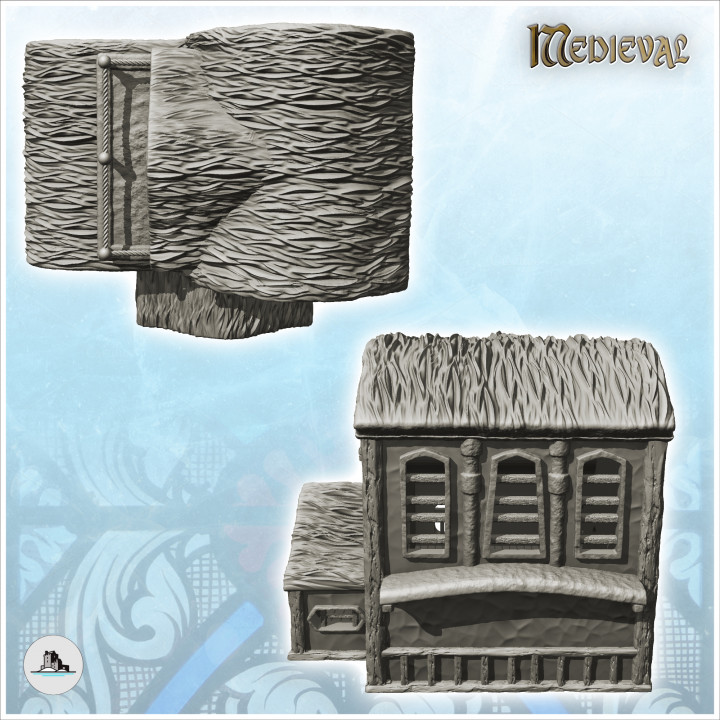 3D Printable Medieval house with balcony and rope balustrade (2 ...