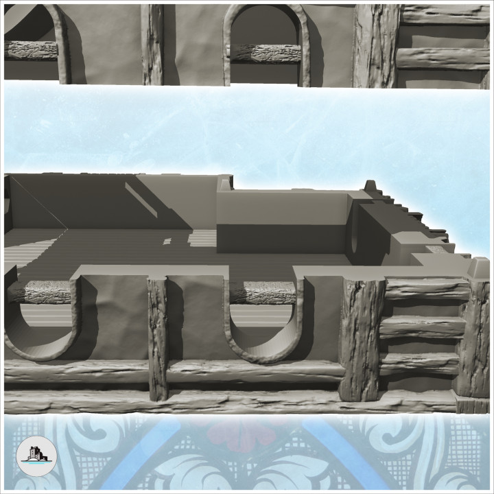 3D Printable Medieval house with balcony and rope balustrade (2 ...