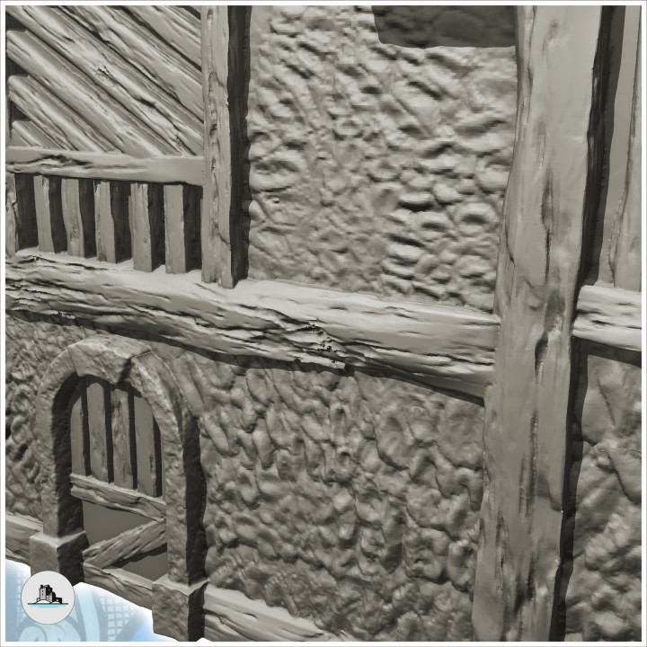 3D Printable Boat-shaped building with wooden walls and rope balcony (5 ...