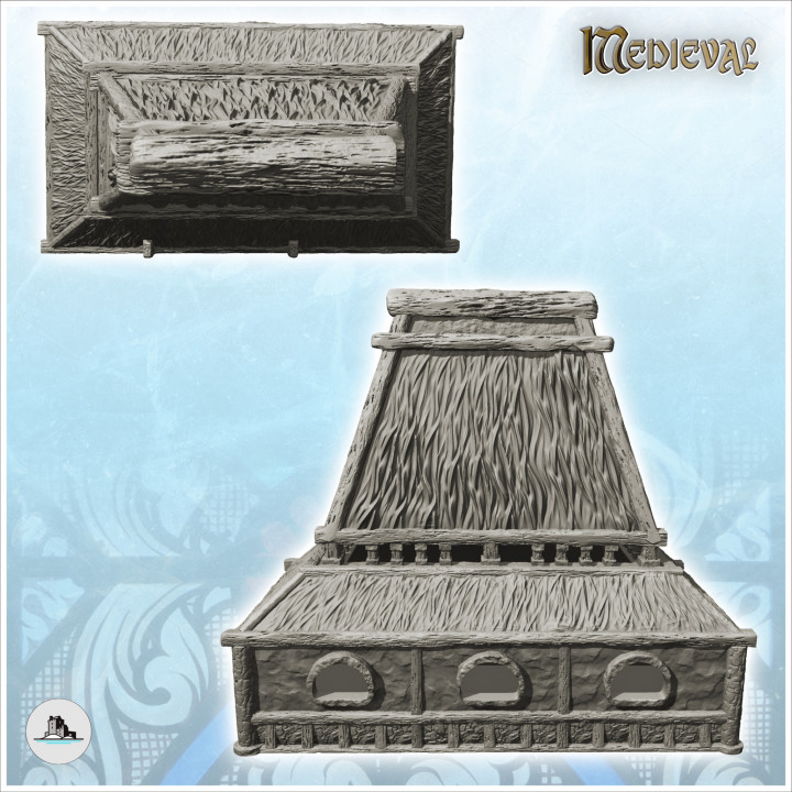 3D Printable Medieval building with very high roof and entrance canopy ...