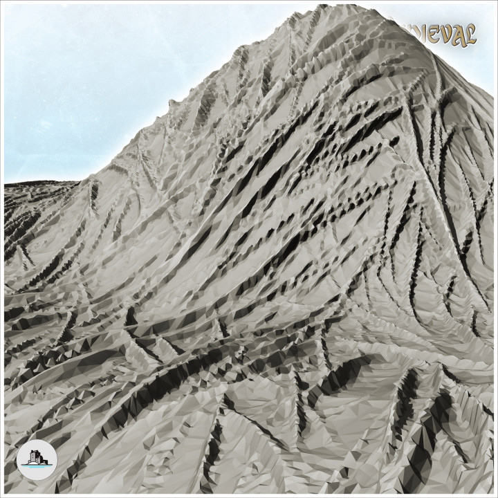 3D Printable Square building with wave roof and stone walls (26 ...