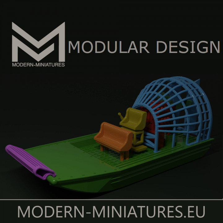 3D Printable Airboat Swamp Boat by Modern-Miniatures.eu