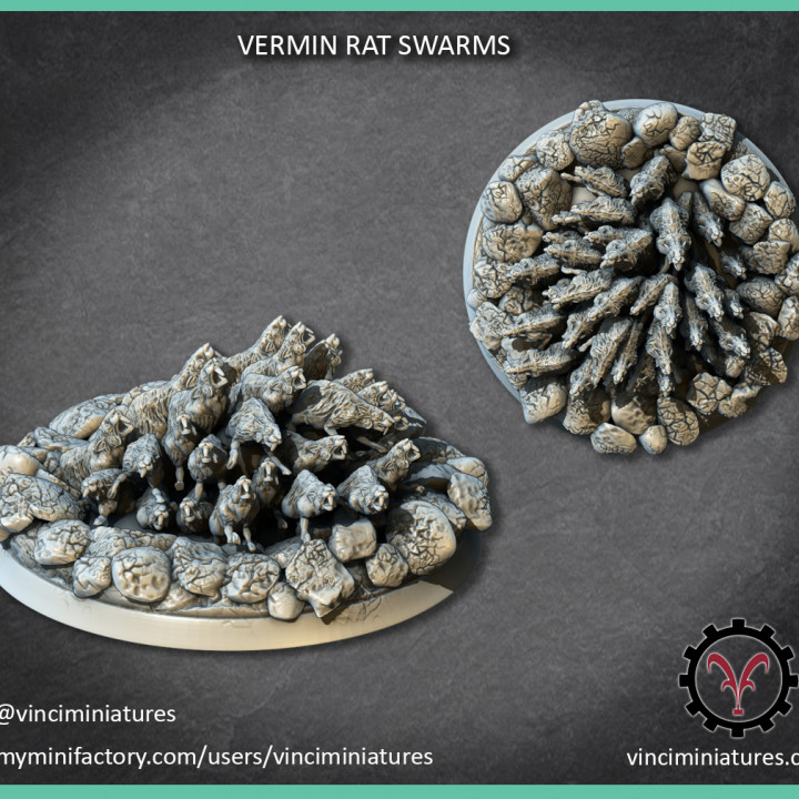 3D Printable VERMIN RAT SWARMS by vinciminiatures