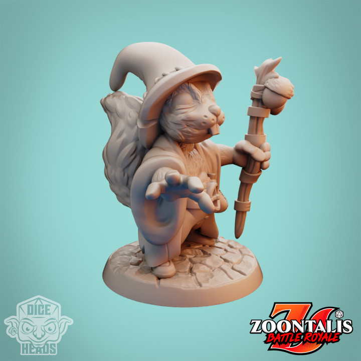 3D Printable Squirrel Wizard (pre-supported included) by Dice Heads