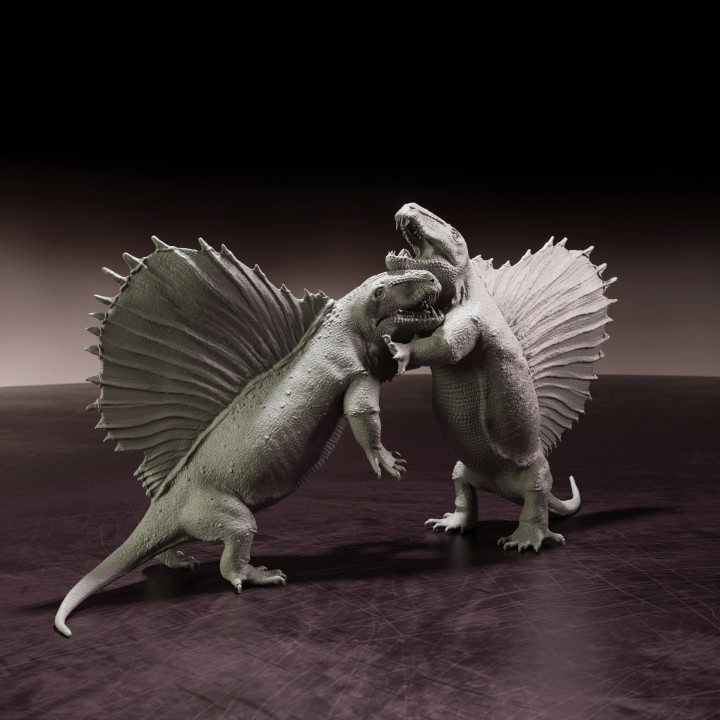 3D Printable Dimetrodon fight - pre-supported prehistoric animal by ...