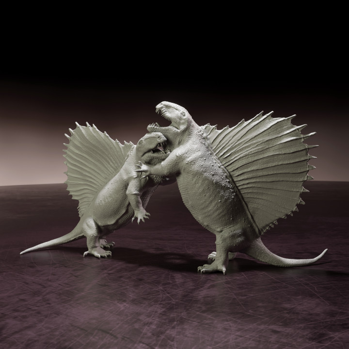 3D Printable Dimetrodon fight - pre-supported prehistoric animal by ...