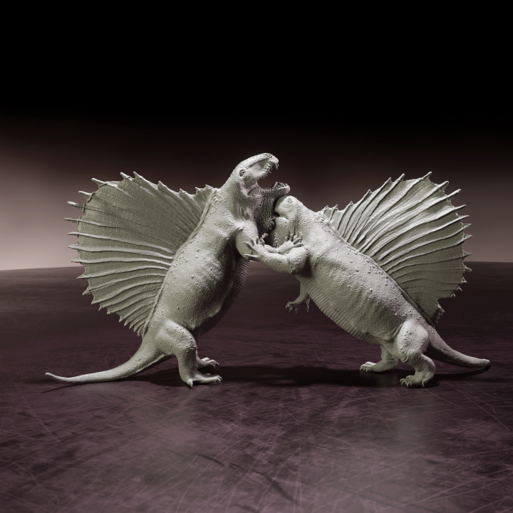 3D Printable Dimetrodon fight - pre-supported prehistoric animal by ...