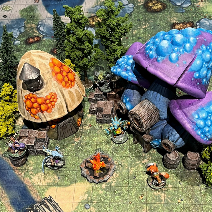 3D Print of Mushroom Houses Terrain Set (For FDM Printing) by marcelhauer1