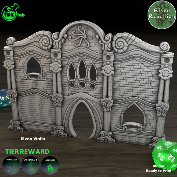 3D Printable Elven Walls (scenery/terrain) by TPK Lab