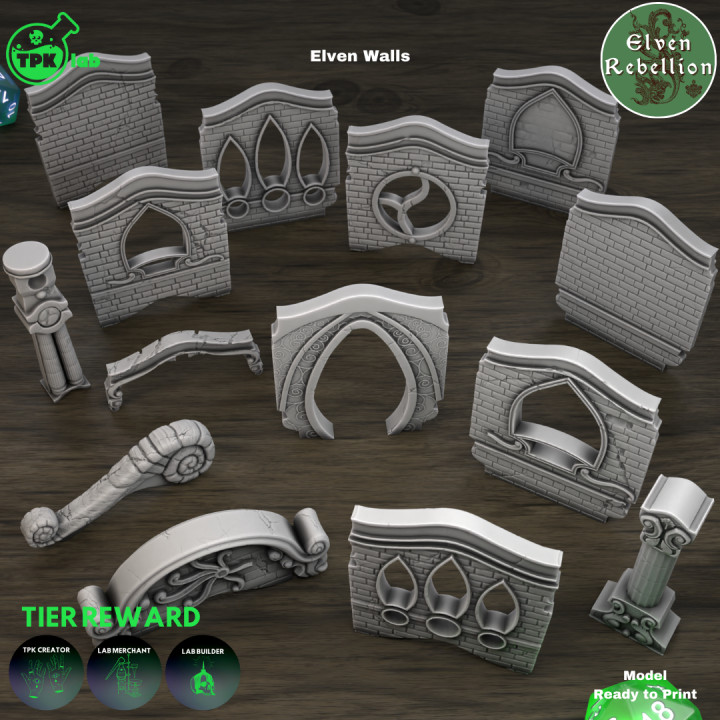 3D Printable Elven Walls (scenery/terrain) by TPK Lab
