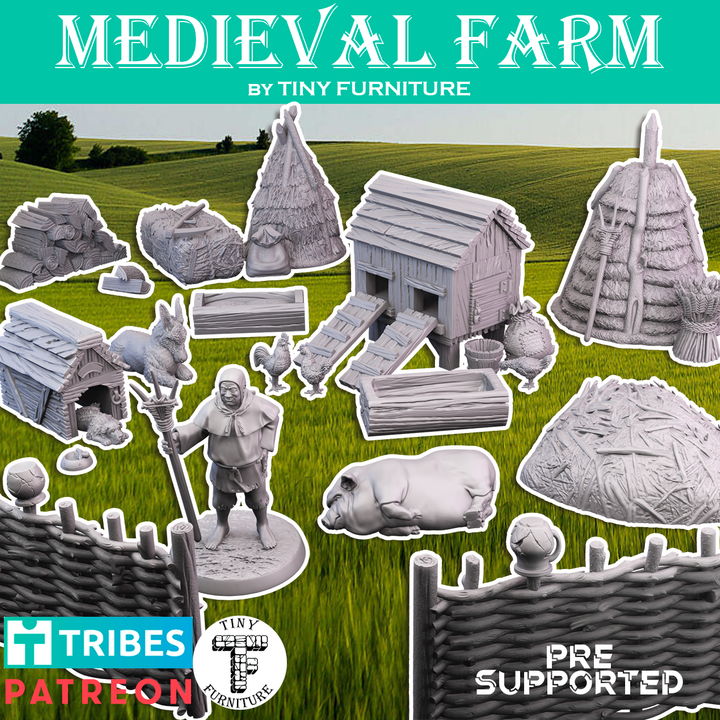 3D Printable Medieval Farm by Tiny Furniture