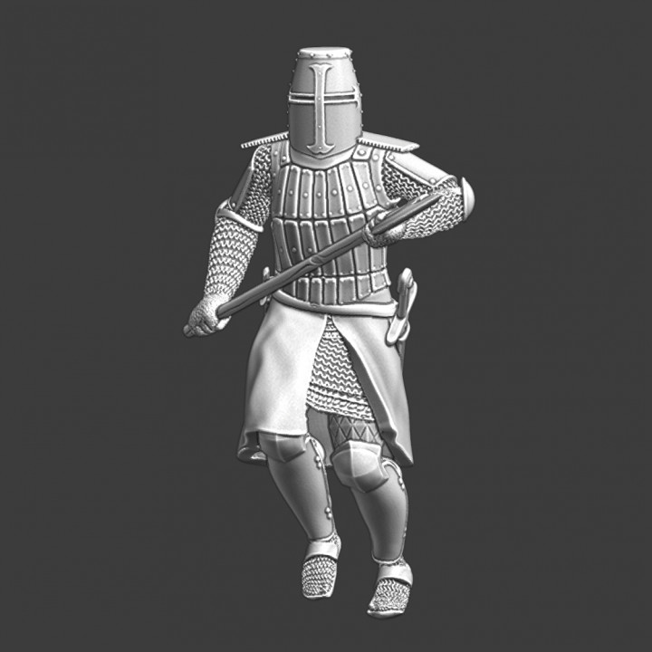 3D Printable Medieval crusader Knight running with great axe by ...