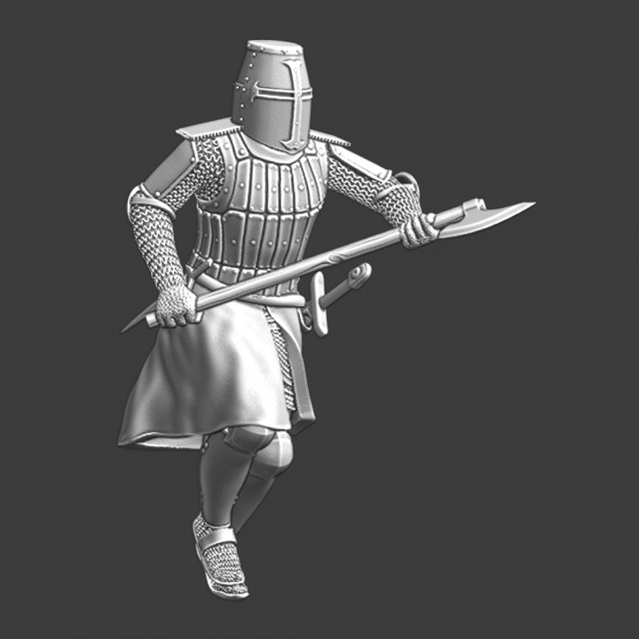 3D Printable Medieval crusader Knight running with great axe by ...