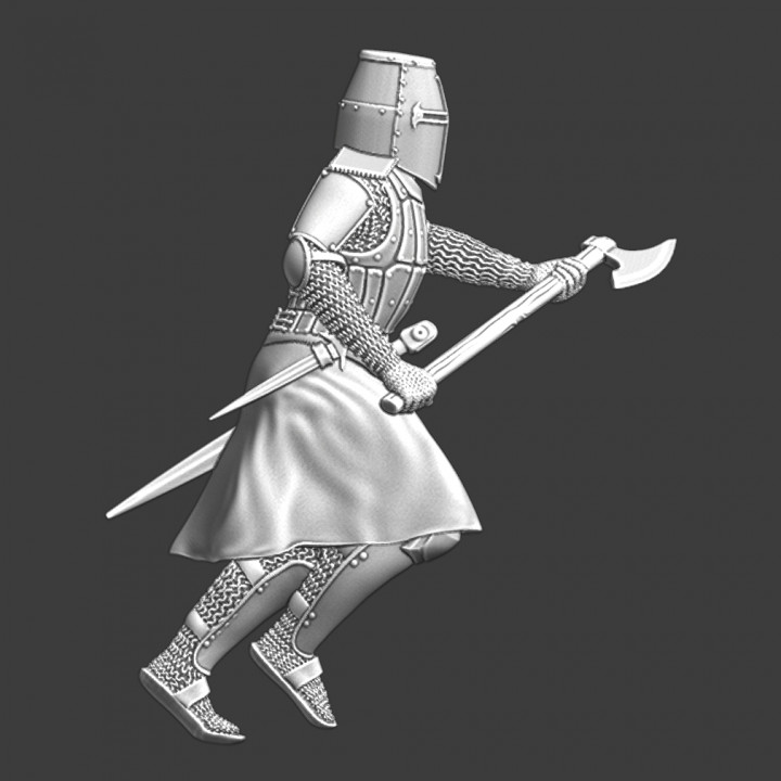 3D Printable Medieval crusader Knight running with great axe by ...