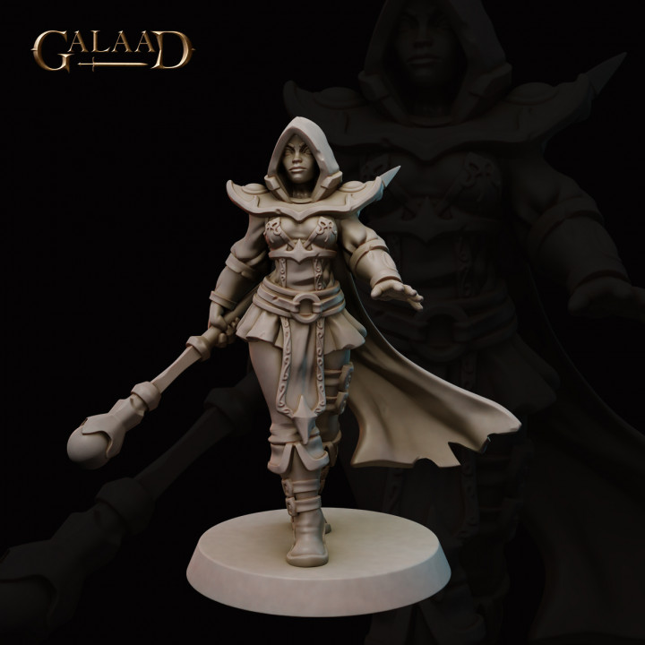 3D Printable Mages and Fighters Female characters by Galaad Miniatures
