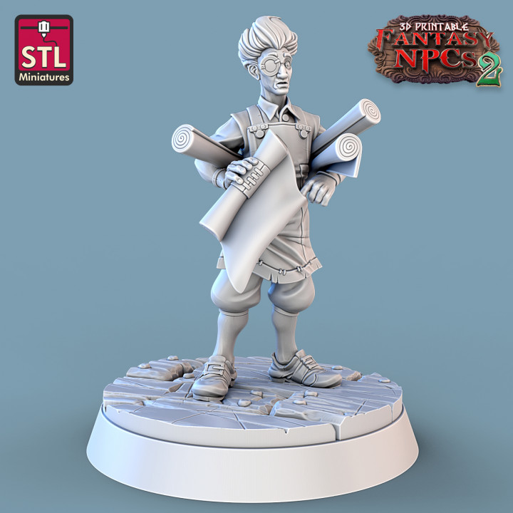 3D Printable Fantasy NPCs 2 - Cartographers Set by STL Miniatures