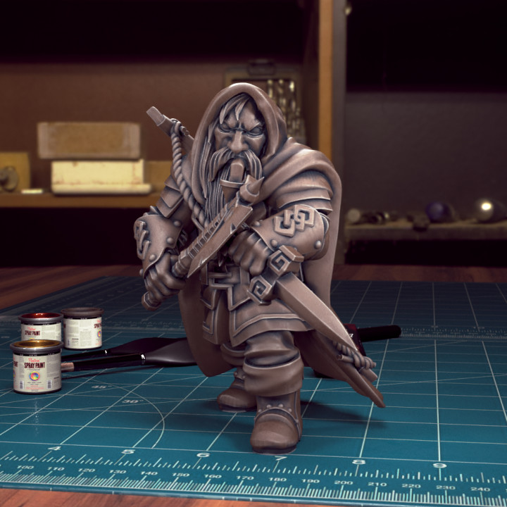 3D Printable Male Dwarf 01 Ranger [Pre-Supported] by TytanTroll Miniatures