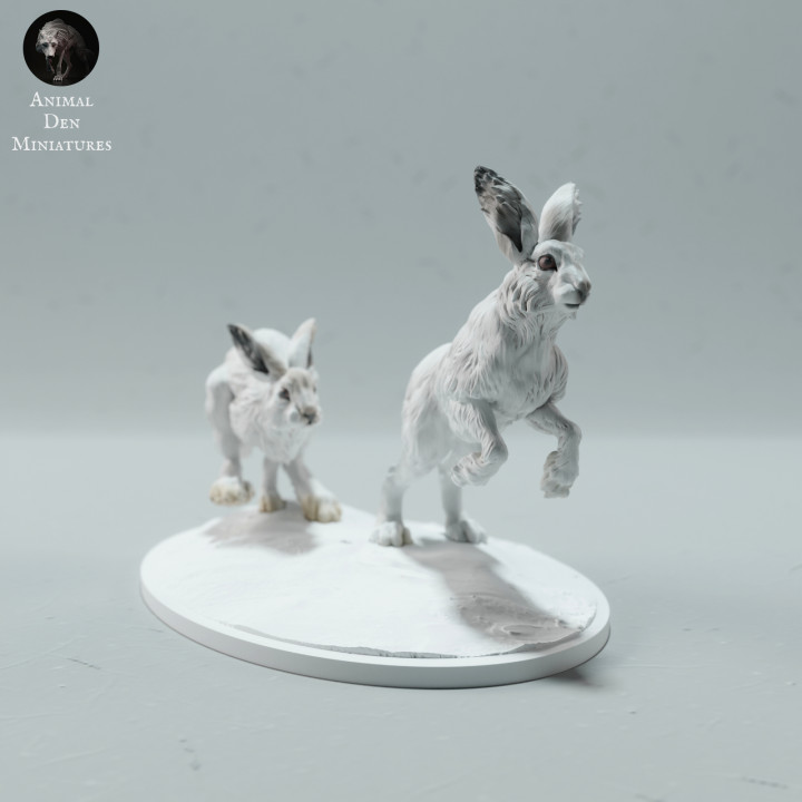 3D Printable Arctic Hares Run by Animal Den Miniatures